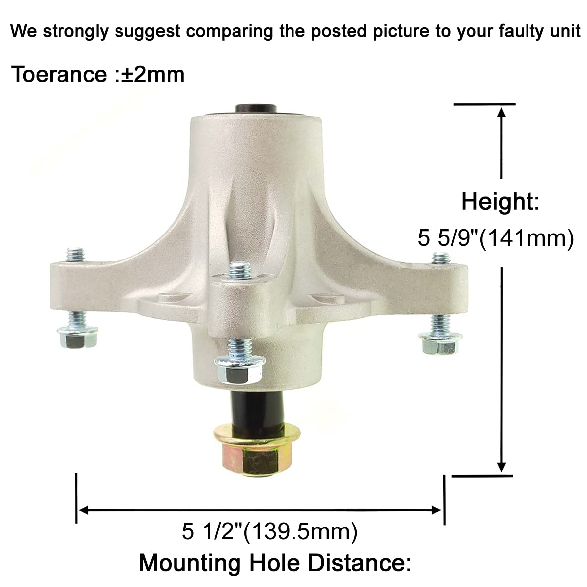 q&p 2 Pieces Deck Spindle Assembly Replaces 117-7439 & 117-7268 Fits 42"50"Timecutter 2011, SS5000, SS4200,MX5000 Models,Holes Tapped for Easier Install with 4 Bolt