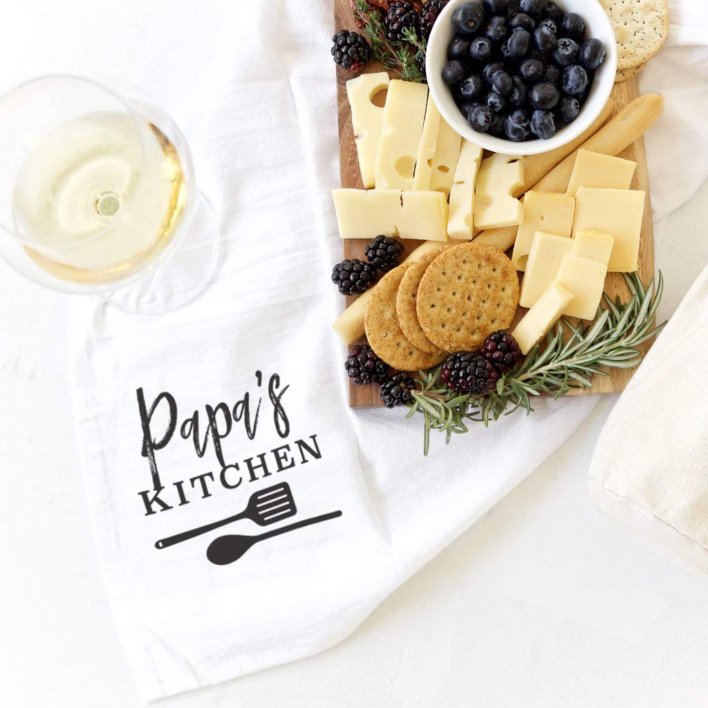 The Cotton & Canvas Co. Papa's Kitchen Soft and Absorbent Kitchen Tea Towel, Flour Sack Towel and Dish Cloth