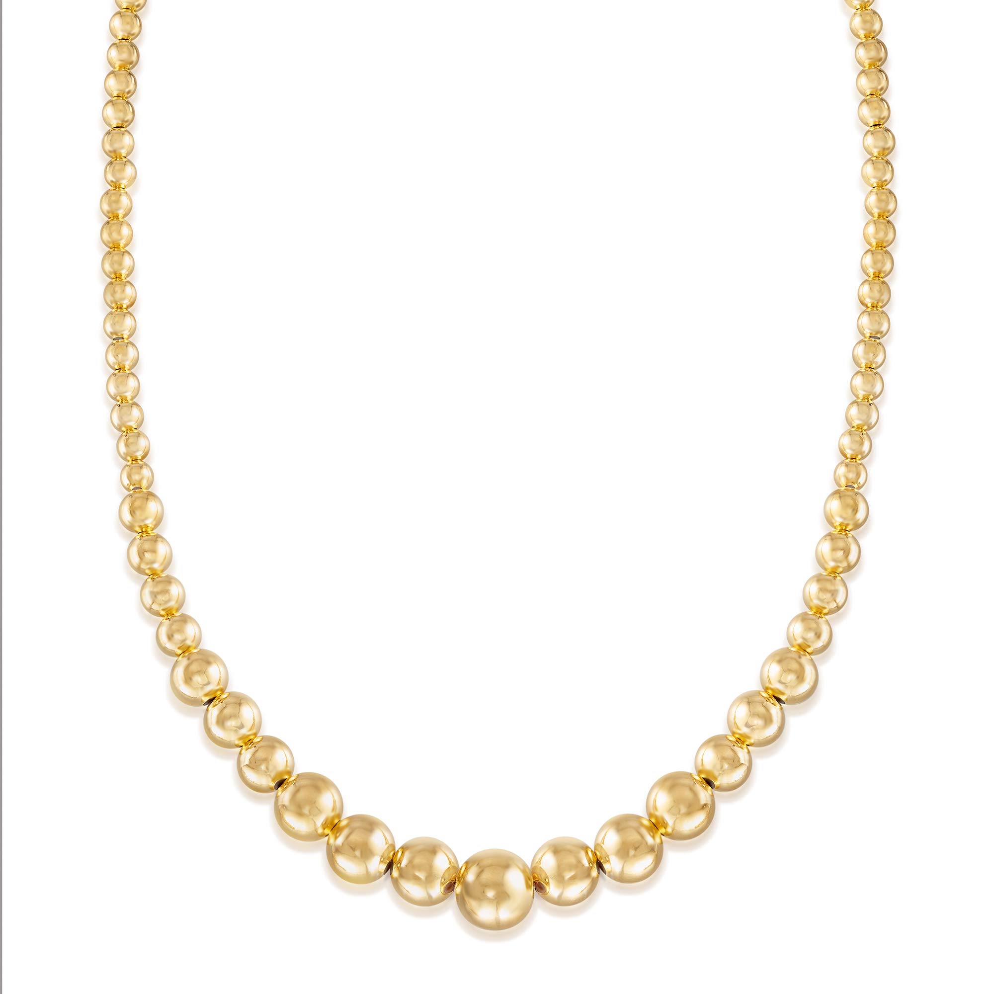 Ross-Simons Italian 6-14mm 18kt Gold Over Sterling Silver Bead Graduated Necklace. 20 inches