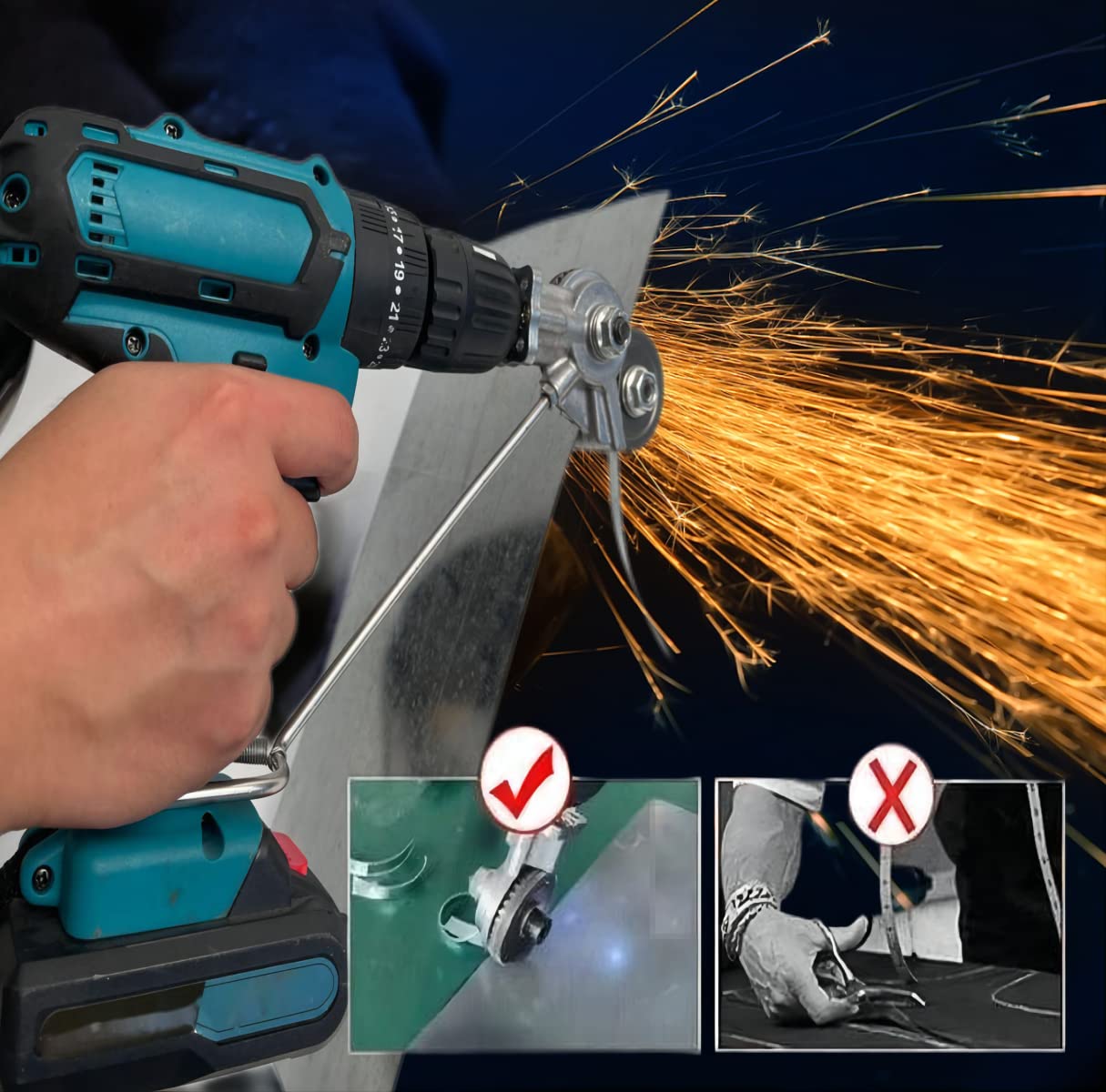 VVP 2023 New Electric Drill Plate Cutter,Metal Nibbler Drill Attachment with Adapter For DIY, Sheet Metal Knife for Cutting Iron, White Sheet, Steel,Copper, Aluminum(1PC)
