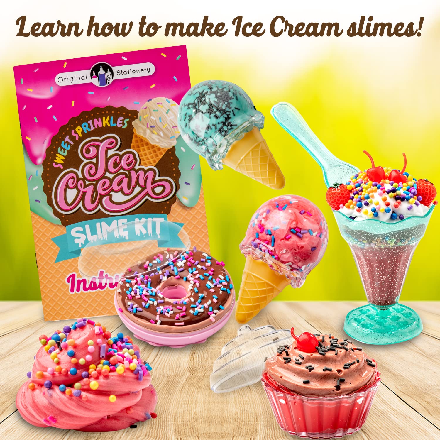 Original Stationery Sweet Sprinkles Ice Cream Slime Kit for Girls, Yummy Making to Create Sundae Girls & More, Fun Birthday Gift