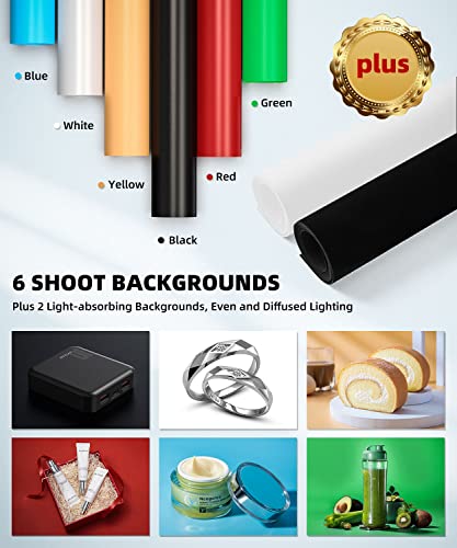 SAMTIAN Upgrade 8 Backdrops Light Box, 12" Shooting Tent with 120 LED Lights Photo Studio Light Box Photography with Reflection Board & Diffuser for Small Size Product Photography
