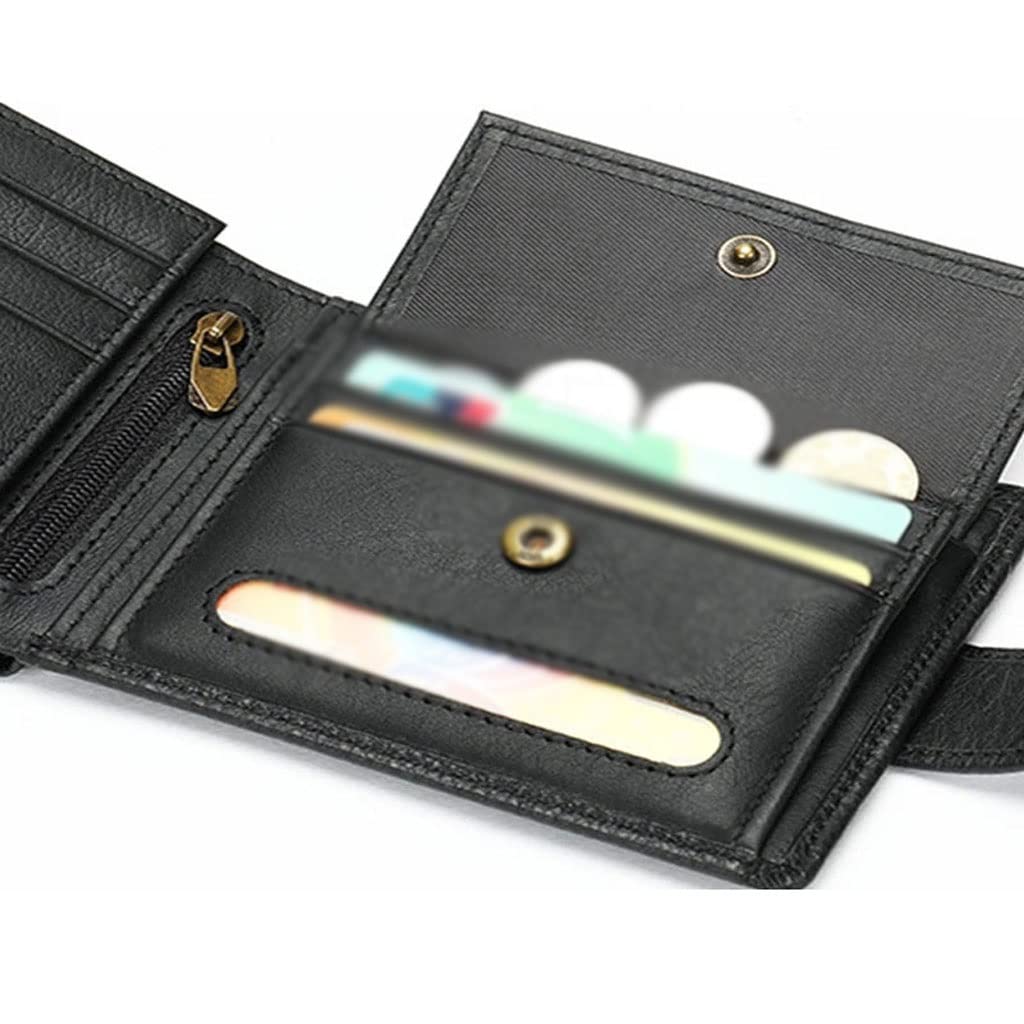 ZCMEB Wallet Men's Small Short Wallet Card Holder Large Capacity Men's Wallet Coin Purse Buckle Wallet