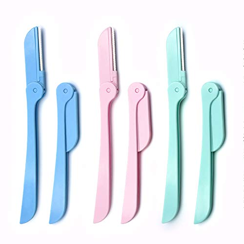 PETACT-A Eyebrow Razor and Face Razor for Women and Men, and Shaping Eyebrows Pack of 6 (6 Pack), Pink Green Blue