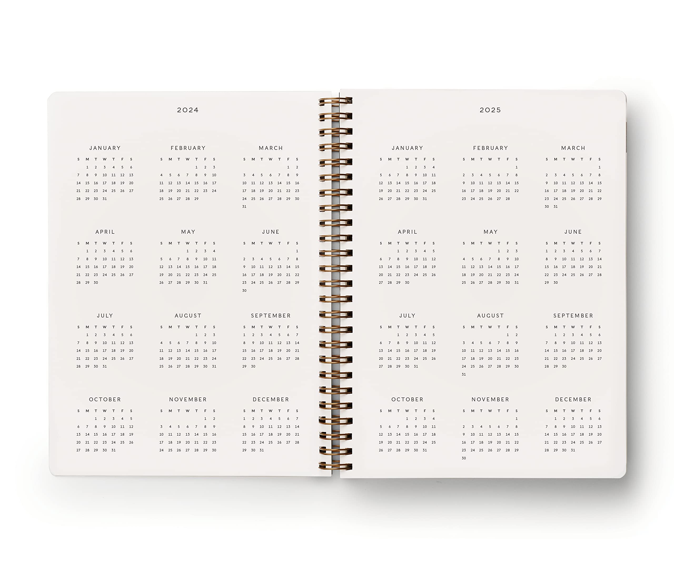 RIFLE PAPER CO. 2024 Flores 12-Month Softcover Spiral Planner - January-December, Sections for Monthly Views, Contacts, Celebrations, and Pockets for Storage
