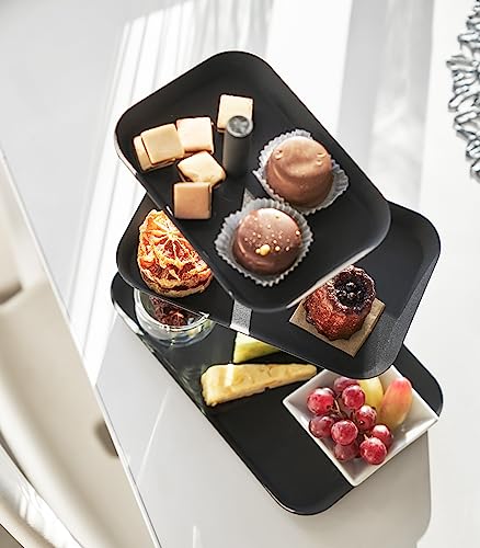 Yamazaki Home 3-Tier Serving Stand - Appetizer Tray Organizer for Party or Kitchen Steel One Size Black