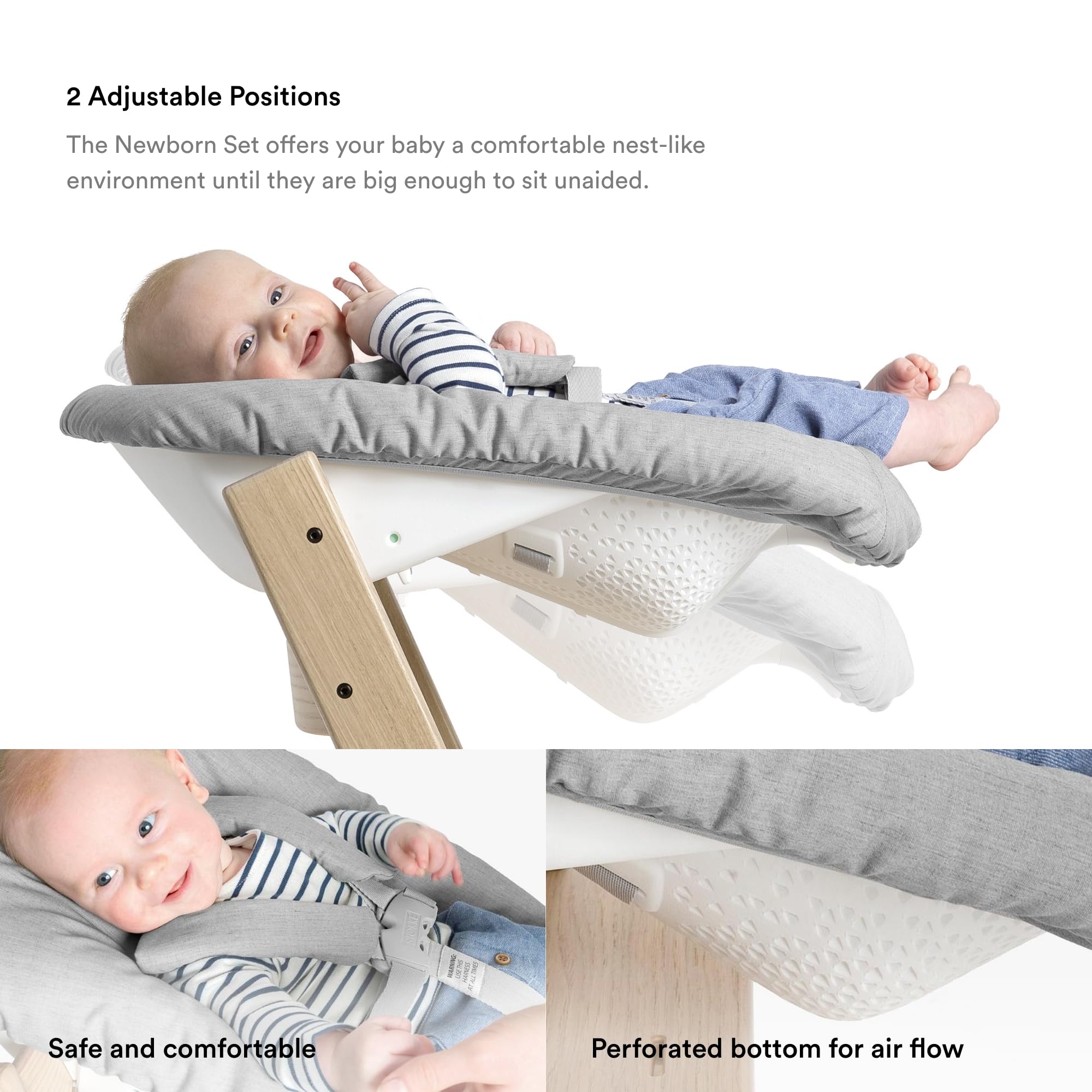 Tripp Trapp Chair from Stokke (Natural) + Tripp Trapp Newborn Set (Grey) - Cozy, Safe & Simple to Use - for Newborns Up to 20 lbs