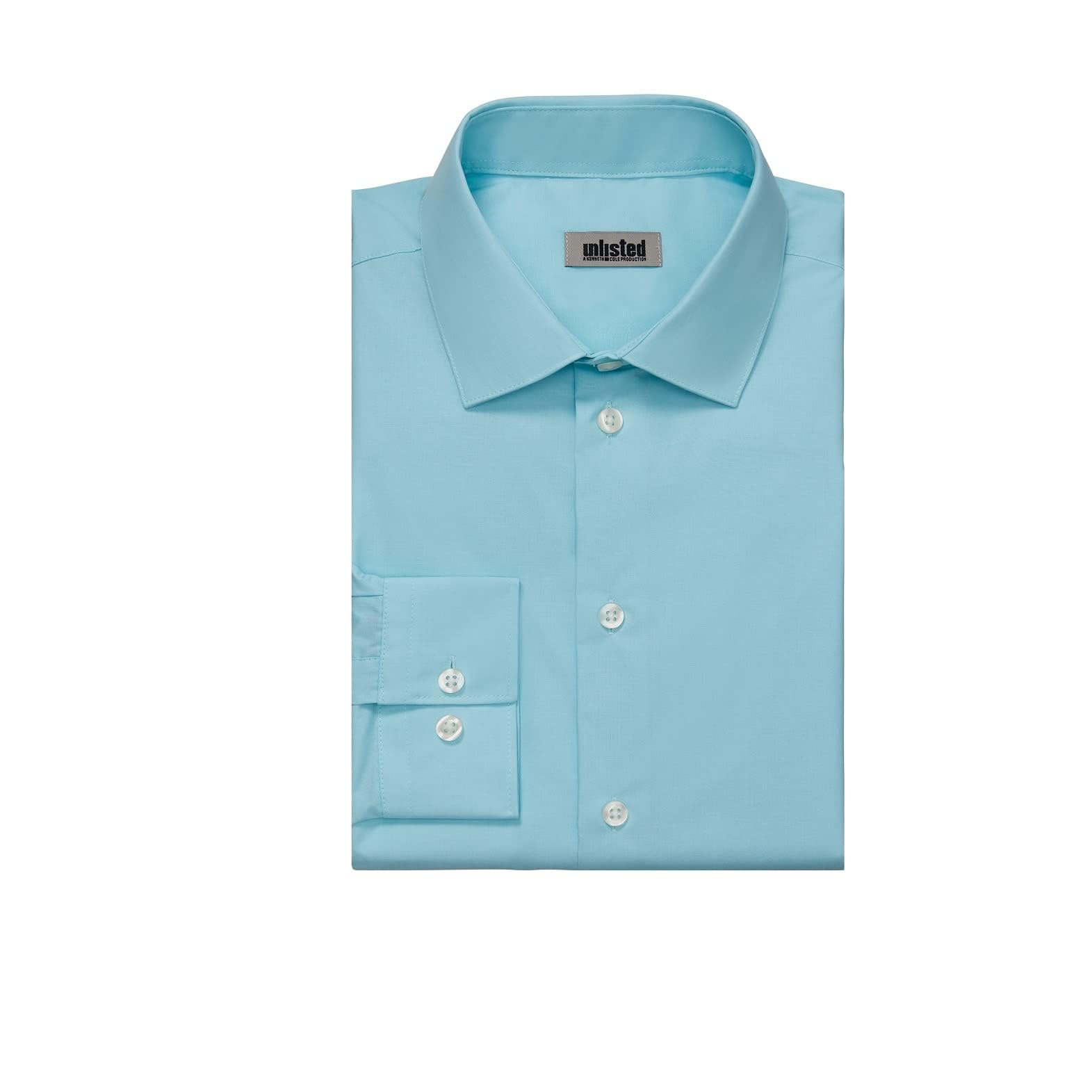 Unlisted by Kenneth Cole mens Regular Fit Solid Dress Shirt, Aqua, 16 -16.5 Neck 34 -35 Sleeve US