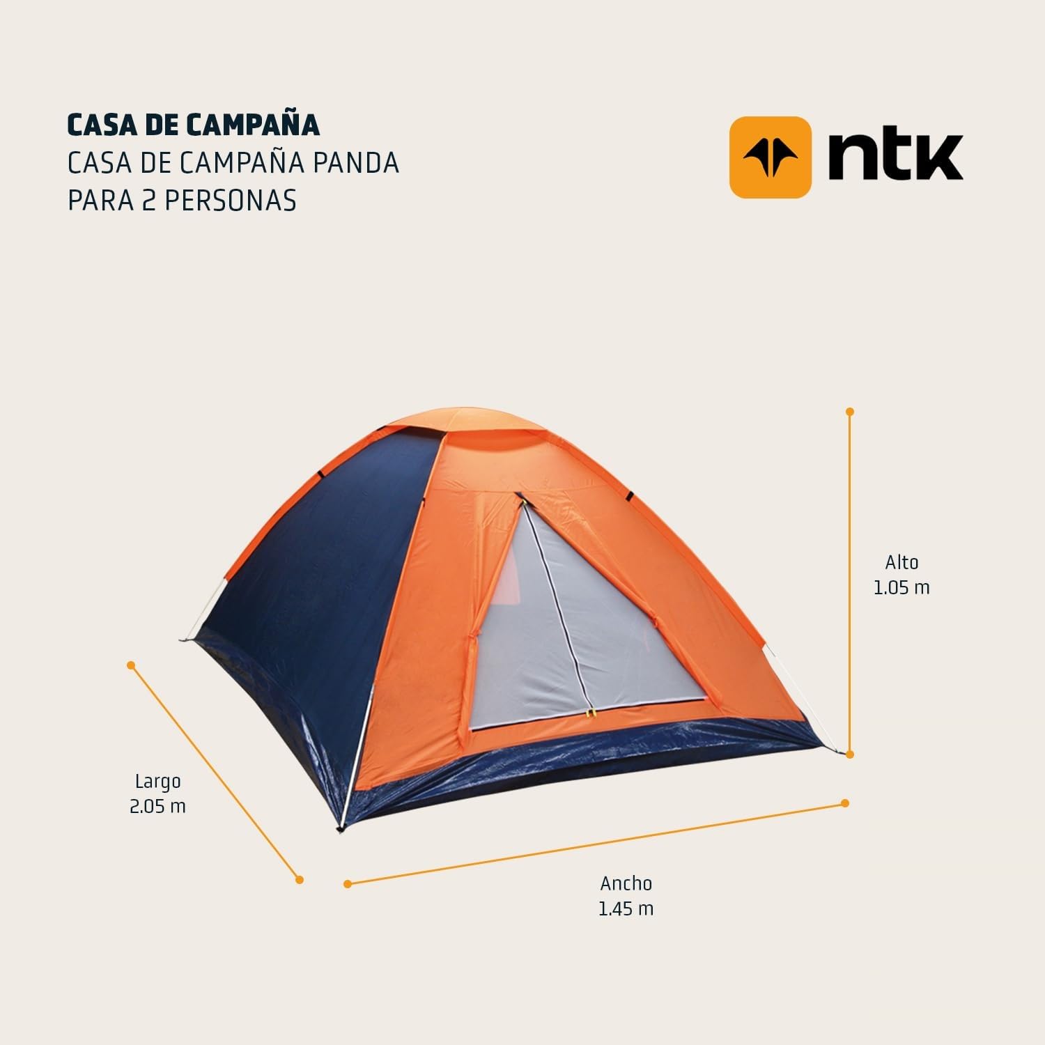 NTK Panda 2 Person 6.7 by 4.7 Foot Sport Camping Dome Tent 2 Seasons