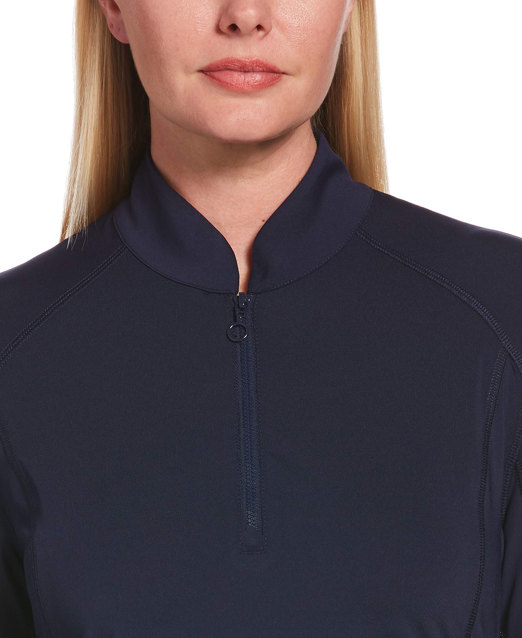 PGA TOUR Women's 1/4 Zip Long Sleeve Sun Protection Shirt,Peacoat,M