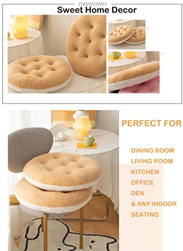 unlockgift Sherppa Round Chair Cushion 16 inch, Office Sedentary Butt Pillow, Decorative Seat Cushion for Rocking Chair,Couch,Bedroom,Car,Cream White