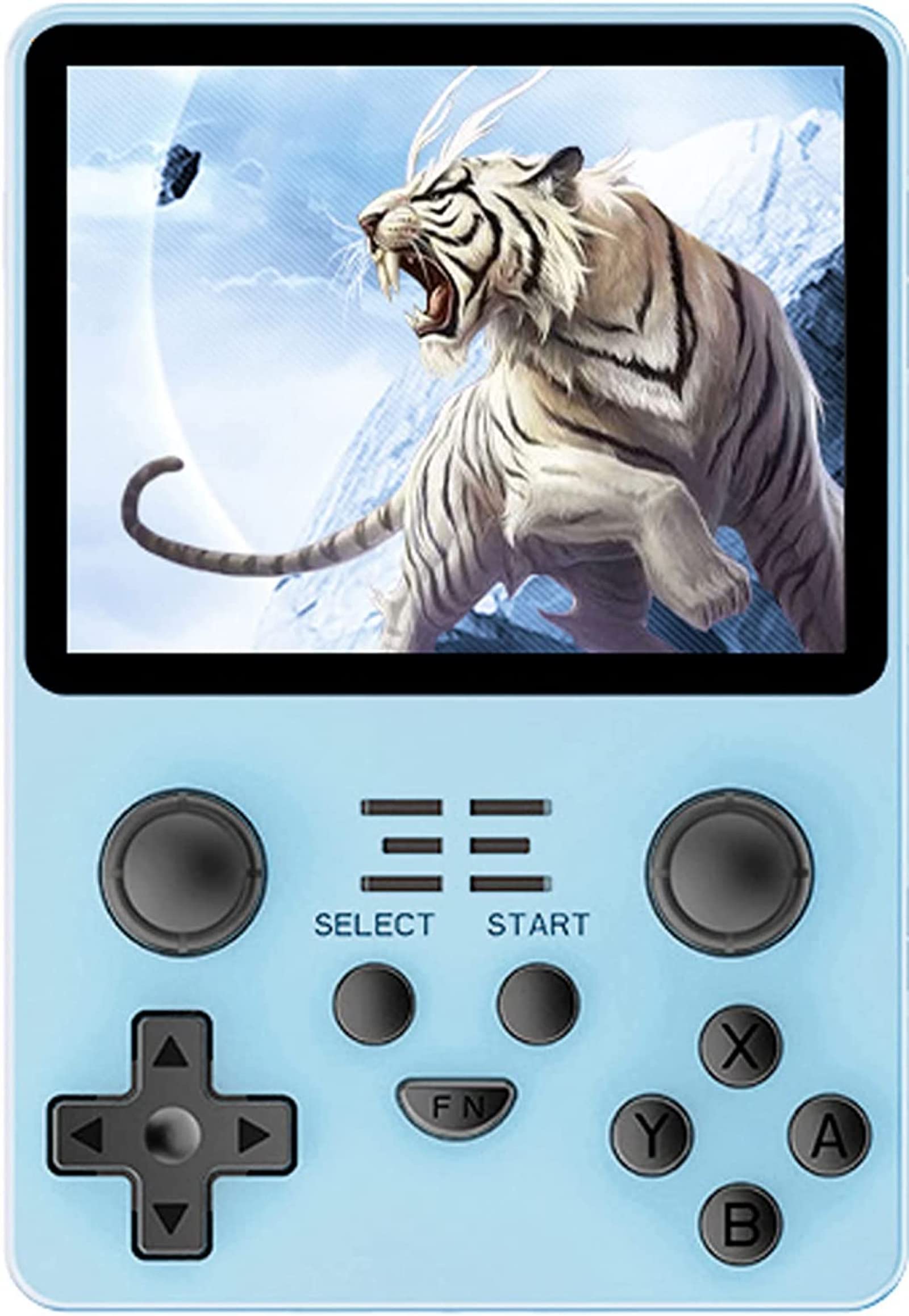 ZENZES Handheld Game Console Powkiddy RGB20S with Built-in 20000 Games, 3.5inch IPS Screen Portable Handheld Nostalgic Arcade Retro Game Machine, Game Console Toy Gift-16G+128G||Blue