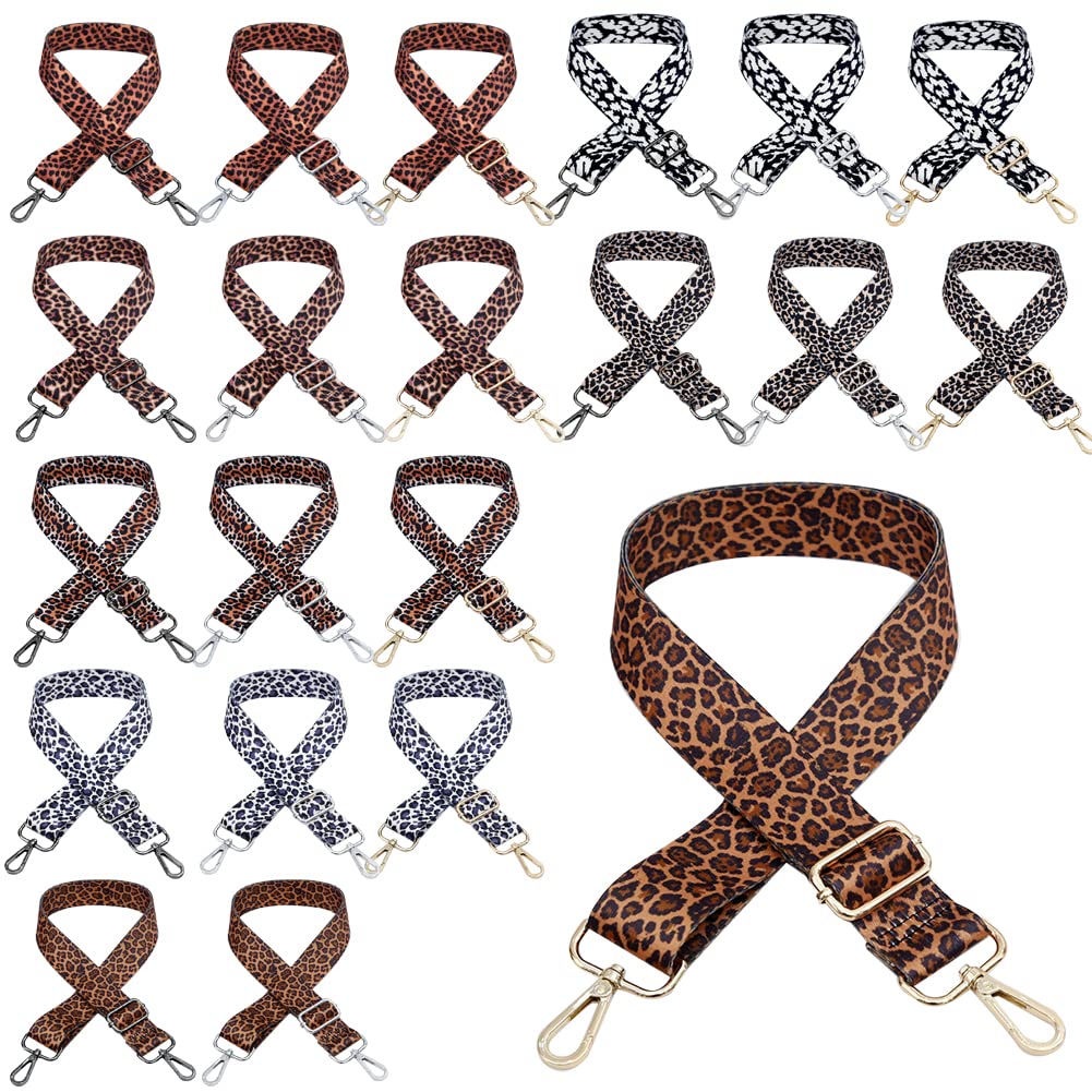 Zcargel Leopard Print Bag Straps, 3.8Cm Leopard Print Cross Straps Adjustable Length 80-140Cm Leopard Print Strap for Crossbody Canvas Bag Purse Handbag Guitar