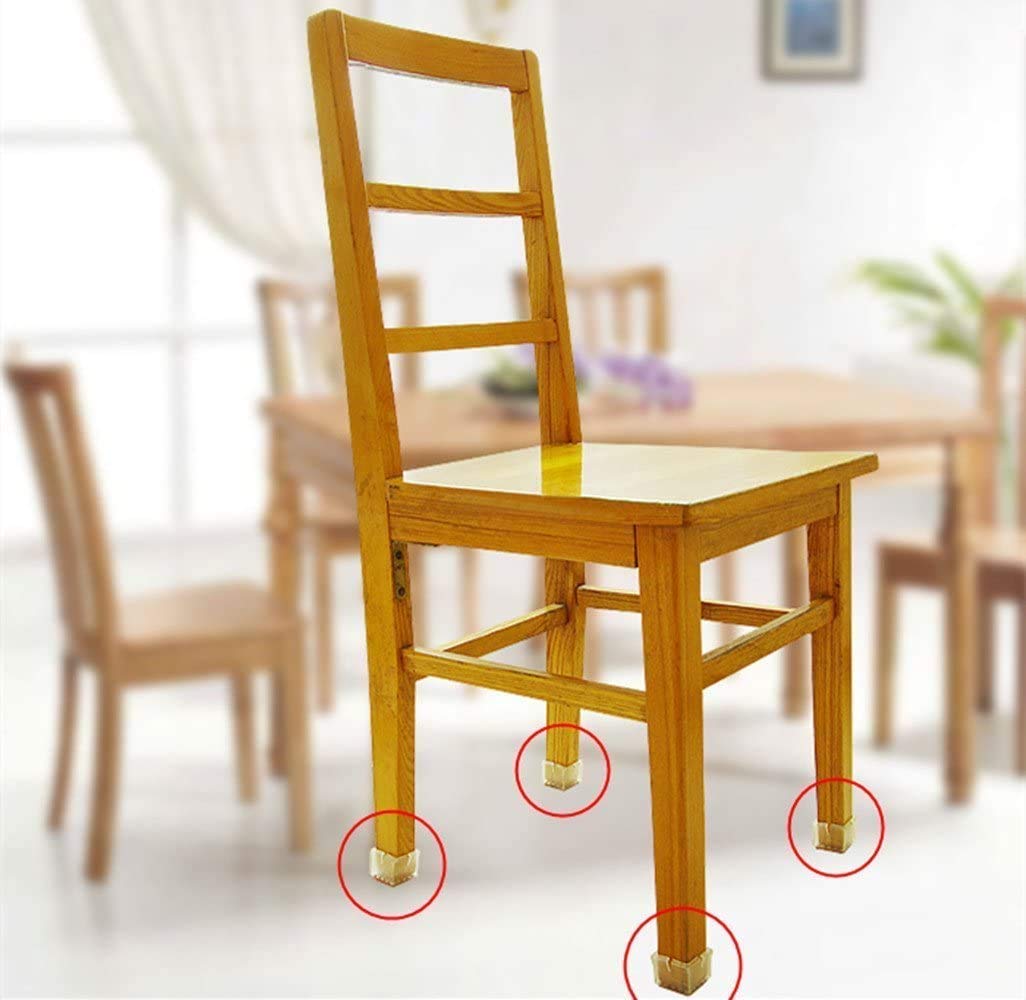 TEKEFT Chair Leg Wood Floor Protectors Flexible Silicone Square 1-1/8" to 1-3/8" Clear (24 pack）