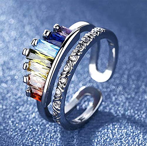 SPKAGY Rainbow Ring, Adjustable Ring, Gift Ring for Daughter and Mother, Geometric ring, Wedding Ring, Anniversary Ring