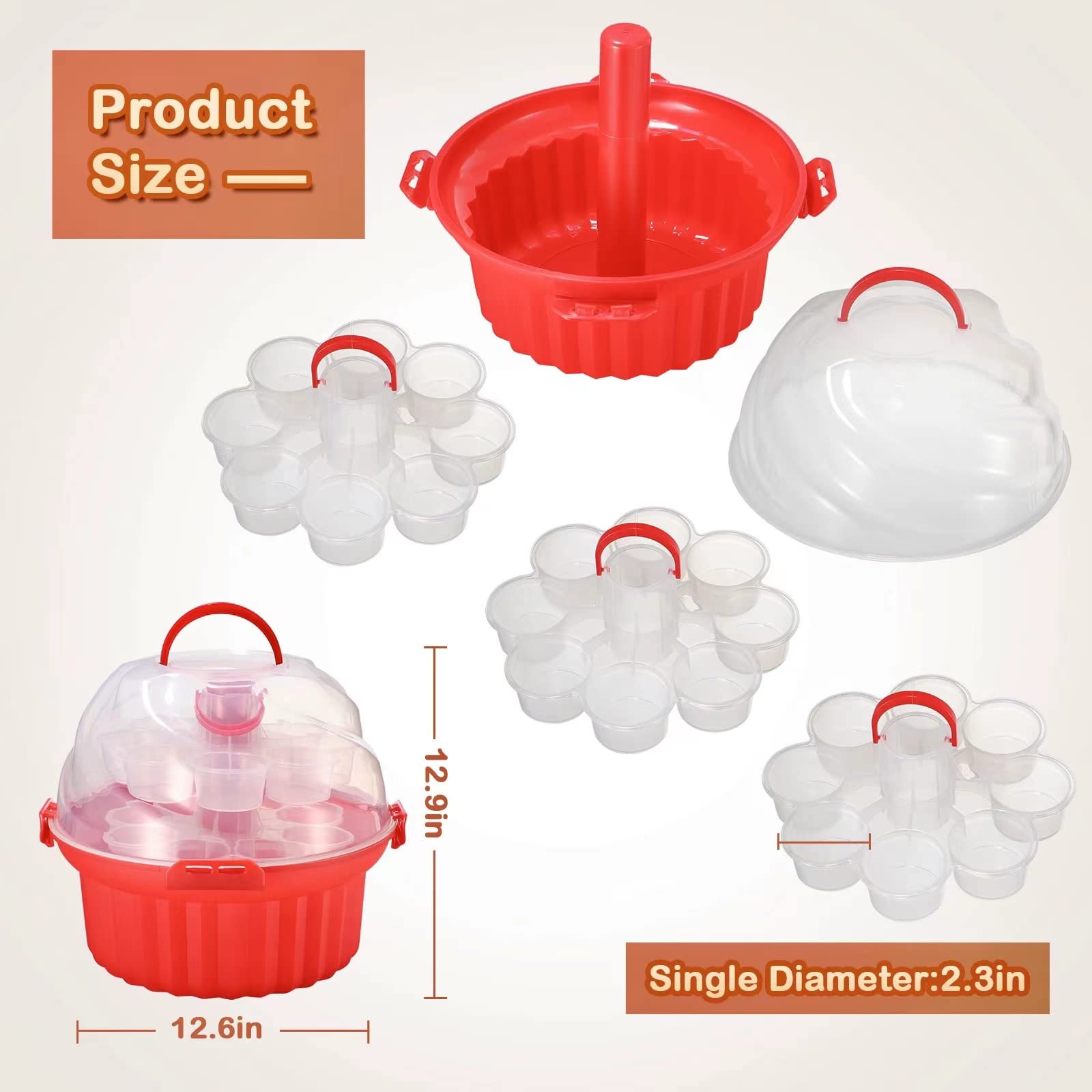 Wehome 3-Tier Cupcake Carrier,Cupcake Holder with Lid and Handle for 24 Cupcakes,Portable Cupcake Holder Cookie Carrier,Cupcake Transport&Storage Container,Christmas Baking Gifts for Bakers