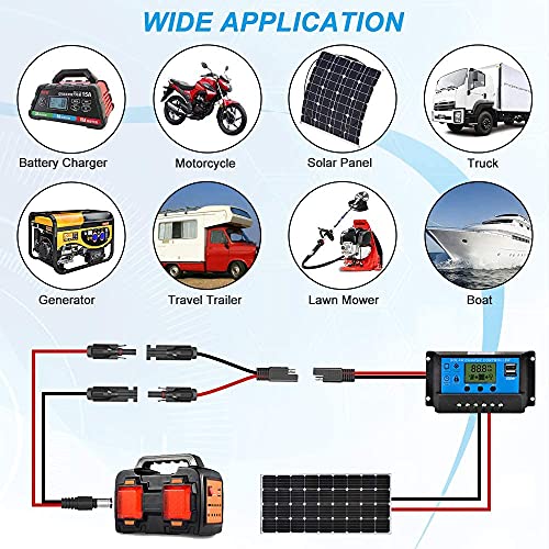 Solar Panel Extension Cable,10AWG SAE PV Extension Cable to Solar Panels with SAE to SAE Polarity Reverse Adapters, 11.81inch (LUSZDDBAOLU-216201)
