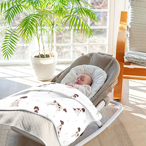 Swaddle Blanket German Shorthaired Pointer Cotton Blanket for Infants, Receiving Blanket, Lightweight Soft Swaddling Blanket for Crib, Stroller, Nursery Blankets, Puppy, 30x40 in