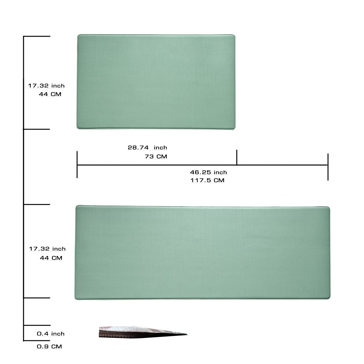 UPHTEH Anti Fatigue Kitchen Mats for Floor 2 Piece Set,17.32 * 28.74 and 17.32 * 46.25,Non Slip Waterproof Kitchen Mats and Rugs Ergonomic Comfort Mat for Kitchen,Home,Office,Sink,Laundry Room (green)