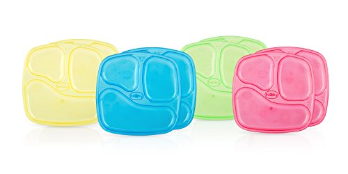 Nuby 4 Piece Wash or Toss Stackable Section Feeding Plates