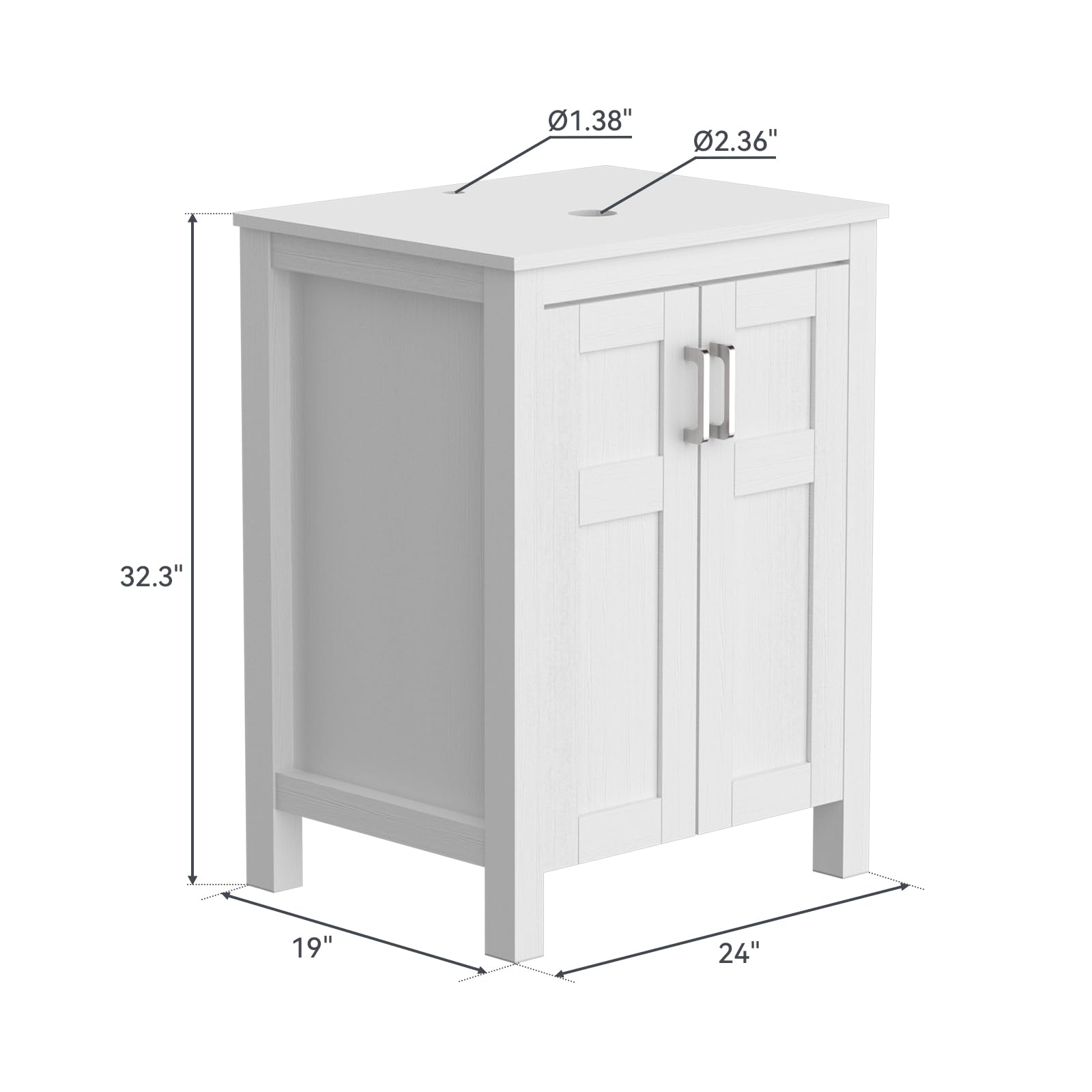 YOURLITE 24 Inch Bathroom Vanity and Sink Combo White Modern MDF Board Countertop Vessel Sink with Water Saving 1.5 GPM Faucet and Pop-up Darin Bathroom Cabinet