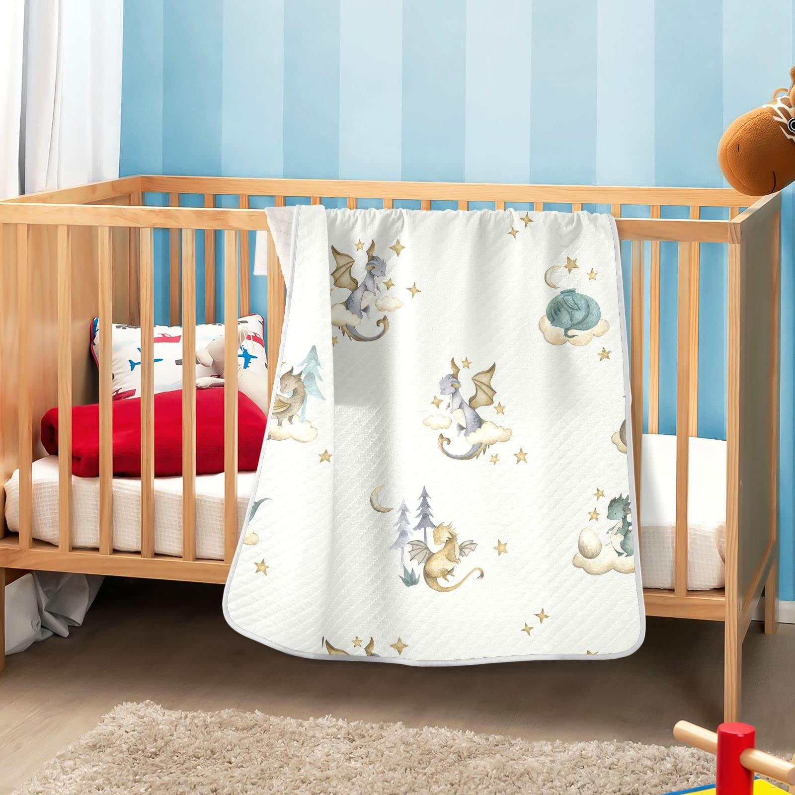 Swaddle Blanket Dragon Baby Cotton Blanket for Infants, Receiving Blanket, Lightweight Soft Swaddling Blanket for Crib, Stroller, Nursery Blankets, Fairytale, 30x40 in