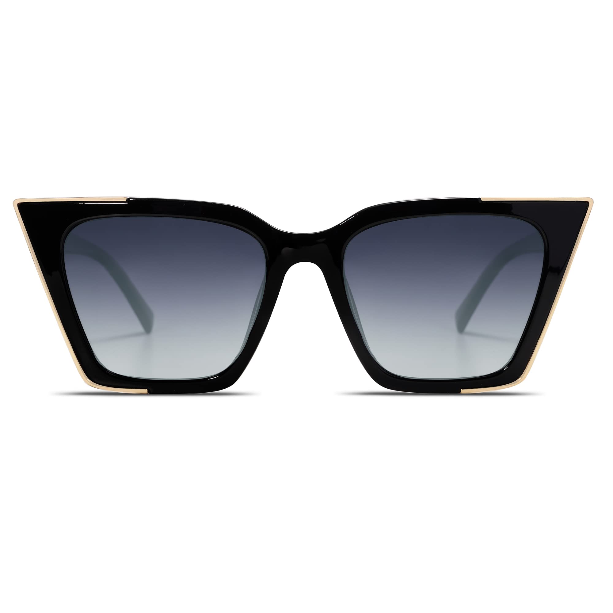 VANLINKER Polarized Square Cat Eye Sunglasses for Women Oversized Trendy Sunnies Black