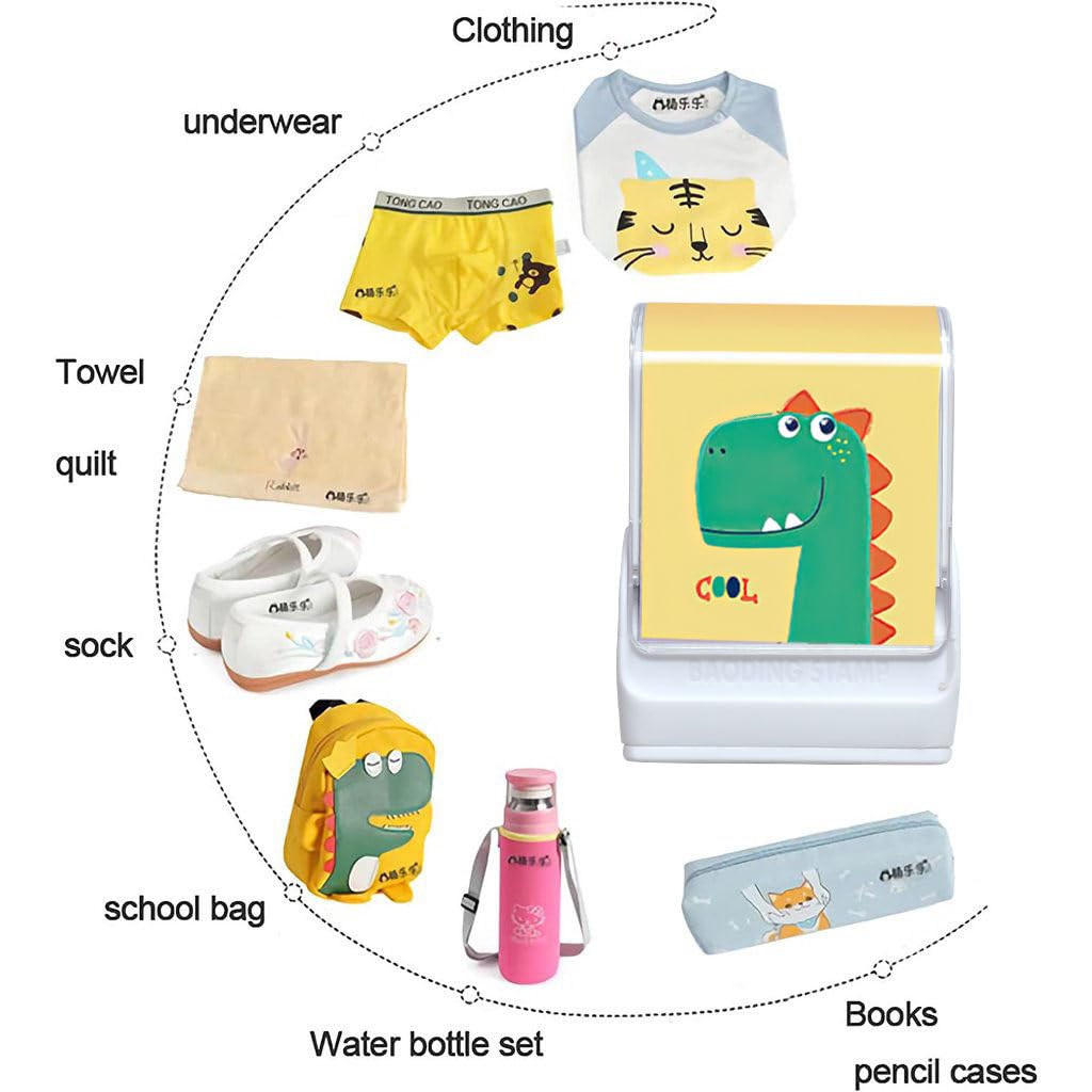 Personalized Custom Name Stamp For Clothing Kids Waterproof, Kiddostamp - Customized Clothing Name Stamp Labels for Kids Stuff School Supplies, Kiddo Space Child Name Stamp for Kids Clothes(White ink)