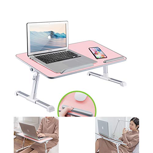 RiwiR Laptop Desk Pink Foldable Lap Desk Stand Portable Bed Sofa Adjustable Height with Tilt Angle Folding Table for Student Adults Hospital Home Work Writing Tray
