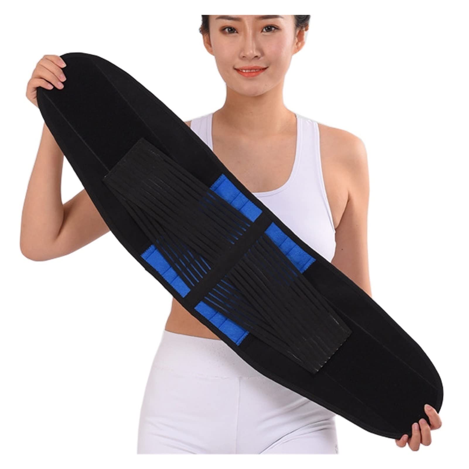 WANGPIN S-6XL Plus Size Back Lumbar Support Belt for Men & Women Adjustable Back Brace Posture Corrector Tummy Tuck Sports Fitness Waist Trainer (Color : Blue Black, Size : 6X-Large)