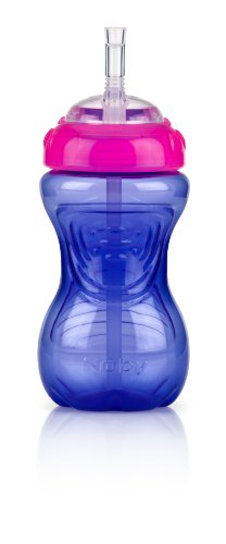 Nuby No-Spill Cup with Flex Straw, 10 Ounce, Colors May Vary