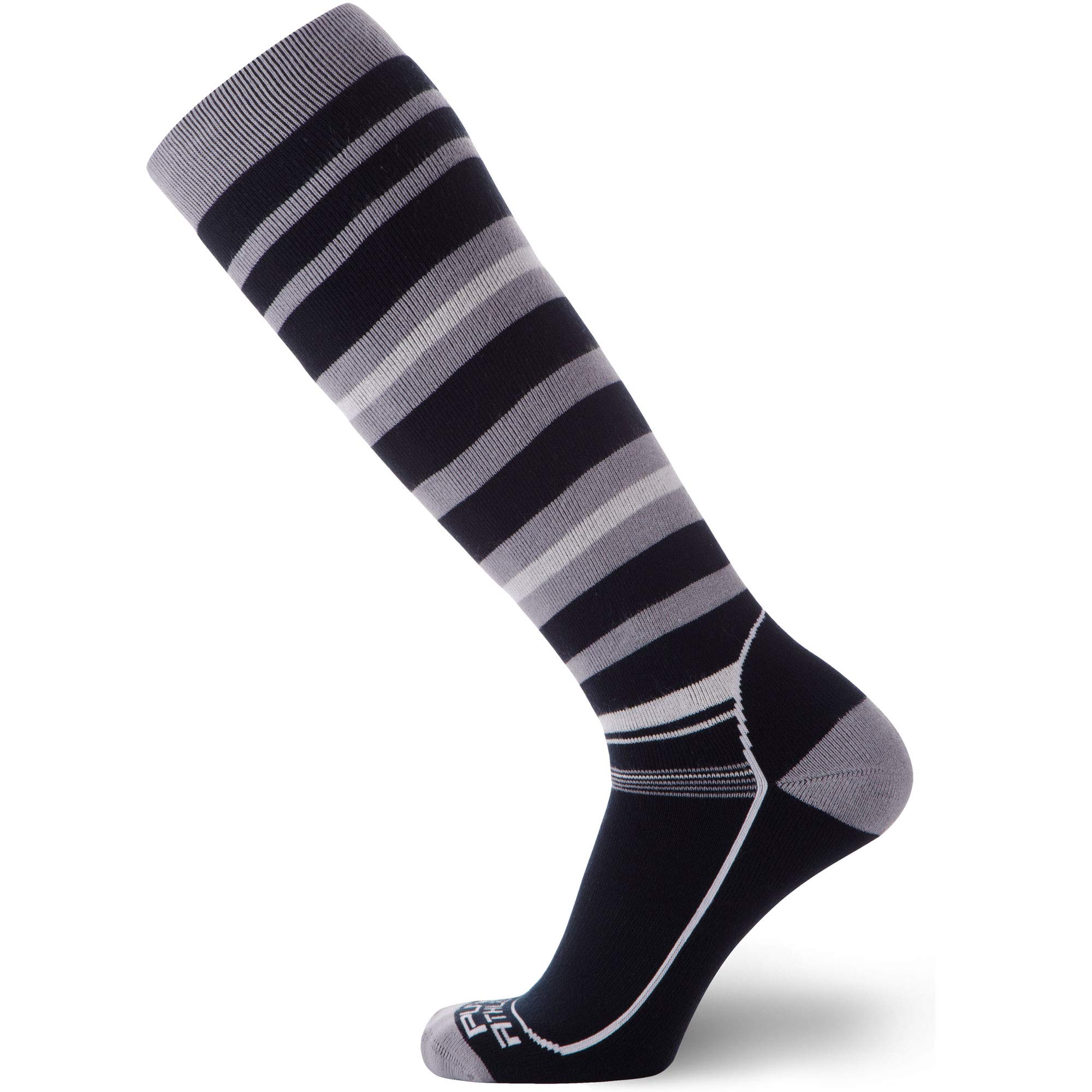 Pure Athlete Value Snowboarding Socks for Men, Women - Warm Ski Sock, Snowboard Pack (1 Pair - Black/Grey, L/XL)