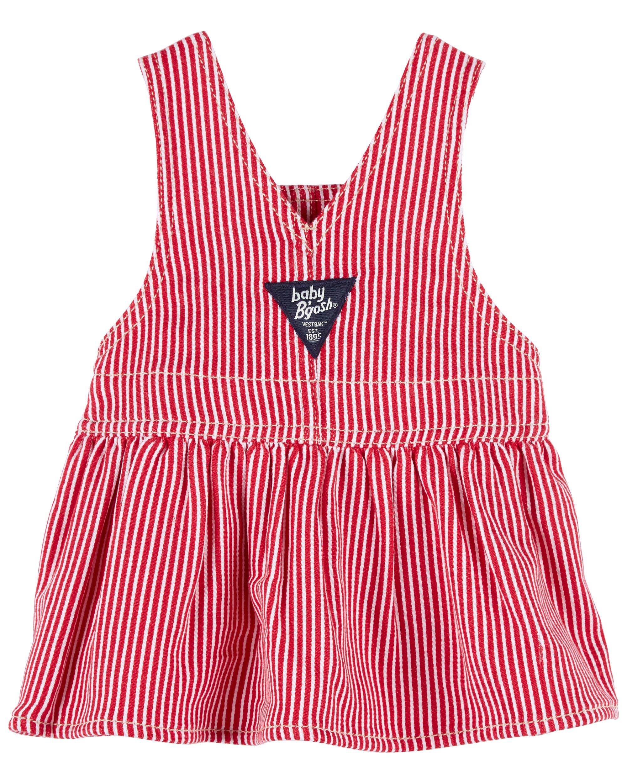 OshKosh B'Gosh Girls' World's Best Overalls, Red Hickory Jumper, 12M