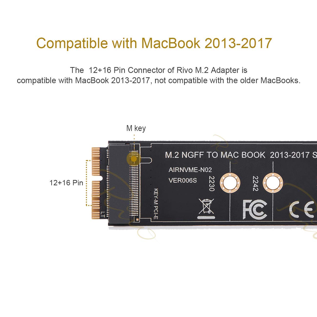 Rivo NGFF M.2 nVME SSD Adapter Card for Upgrade 2013-2015 Year Macs(Not Fit Early 2013 MacBook Pro)