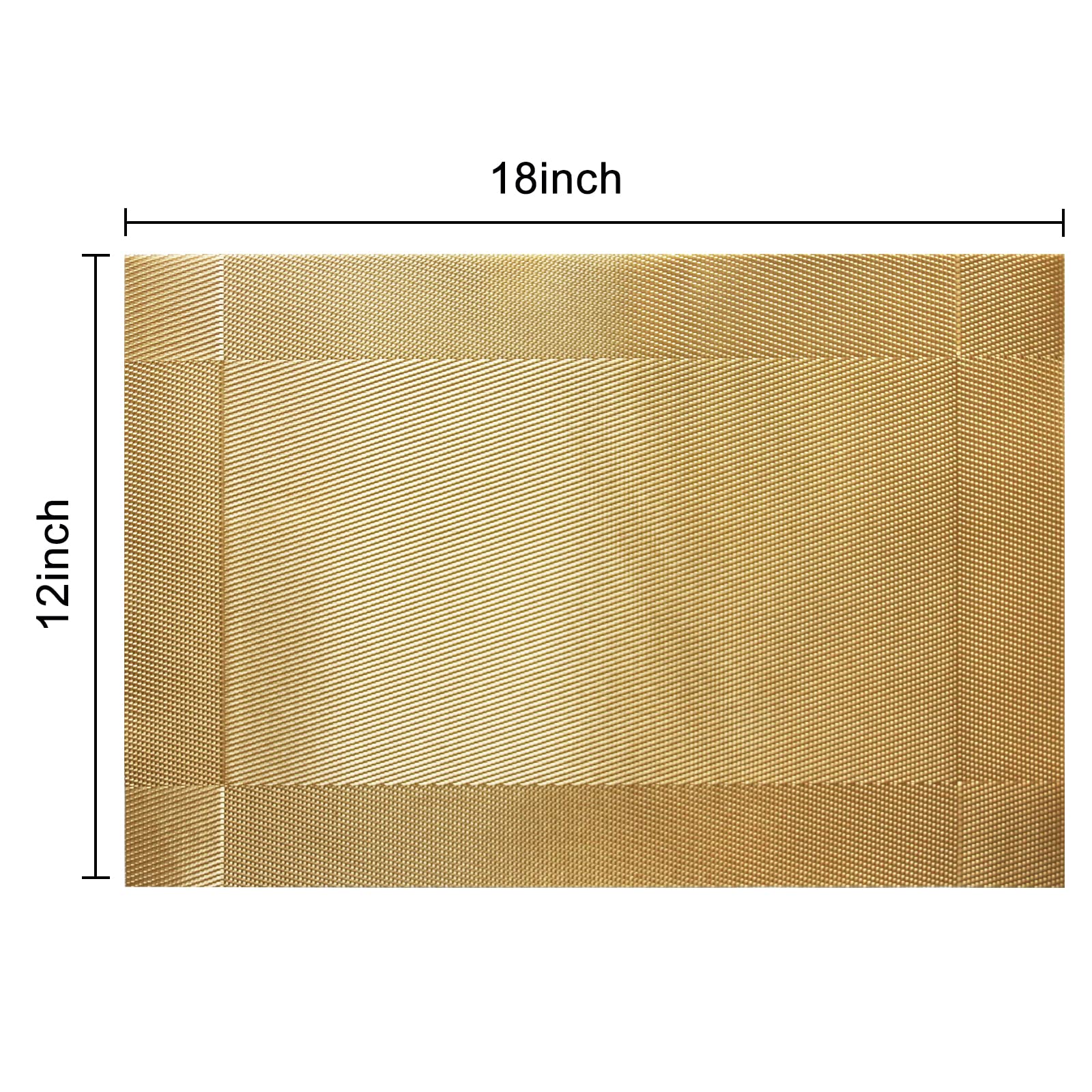 Trophable Placemats Set of 6, Table Placemats Heat Resistant Woven Placemats Washable PVC Place Mats Woven Vinyl Placemats Non-Slip Stain Resistant Kitchen Table Placemats Easy to Clean (Gold)