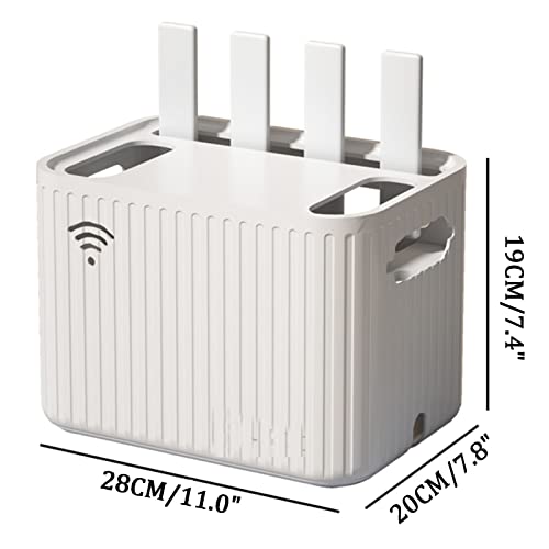 WiFi Router Storage Box,Large Wireless Router Rack, Cable Power Plug Wire Storage Boxes,Floating Shelf, Plug Row Hub Board Finishing Desktop Storage Box