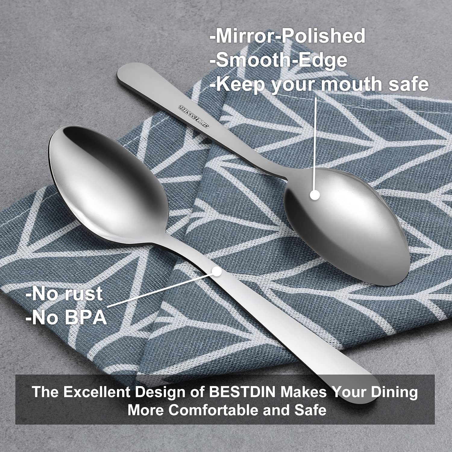 Tea Spoons Set, Bestdin Teaspoons Set of 24, Stainless Steel Small Spoons, Tea Spoons Silverware for Home Kitchen Restaurant, Flatware Dinner Spoons, Dishwasher Safe (5.9 Inch)