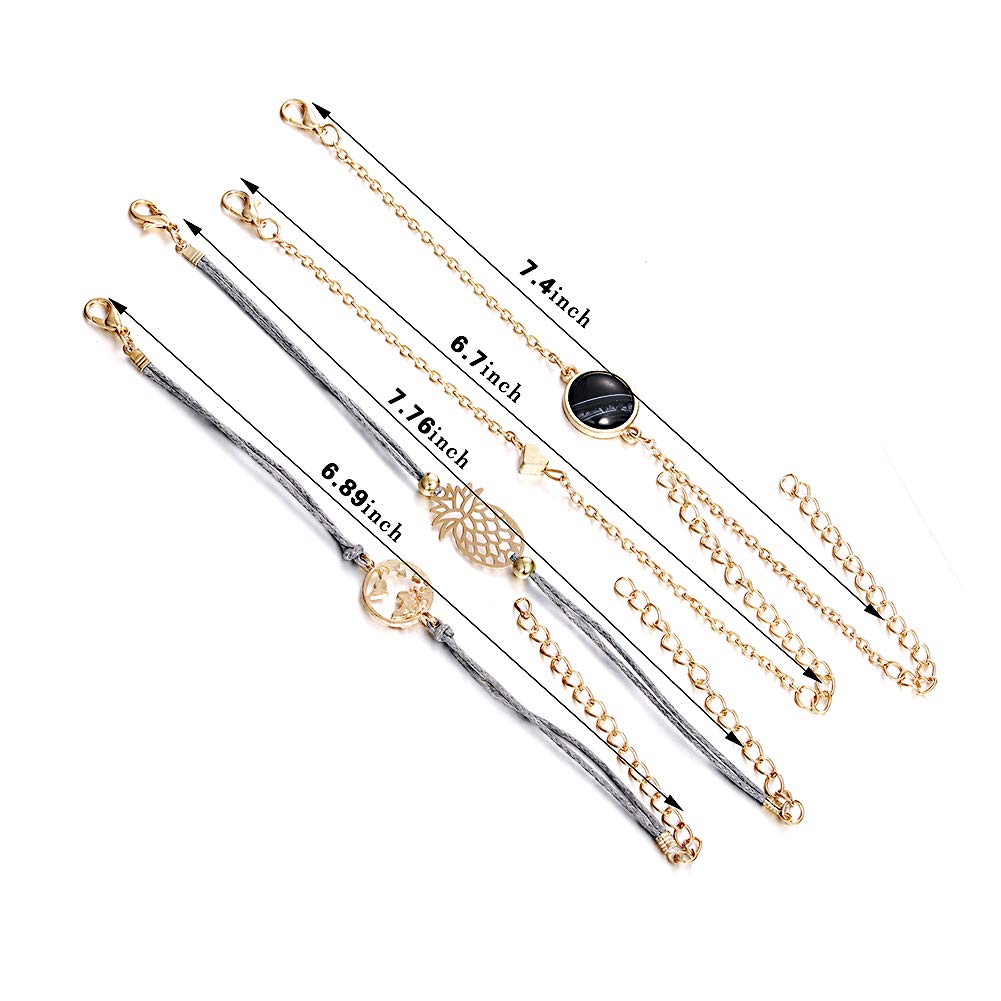 VONRU Beaded Bracelets for Women - Adjustable Charm Pendent Stack Bracelets Set for Women Girl Friendship Gift Bracelet Links (Turtle bracelet)
