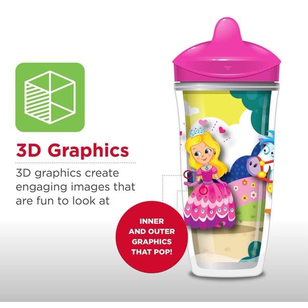 Playtex Baby Sipsters Stage 4 PAW Patrol Spout Cups, Spill-Proof, Leak-Proof, Break-Proof - Pink, 12 Oz, 1 Count