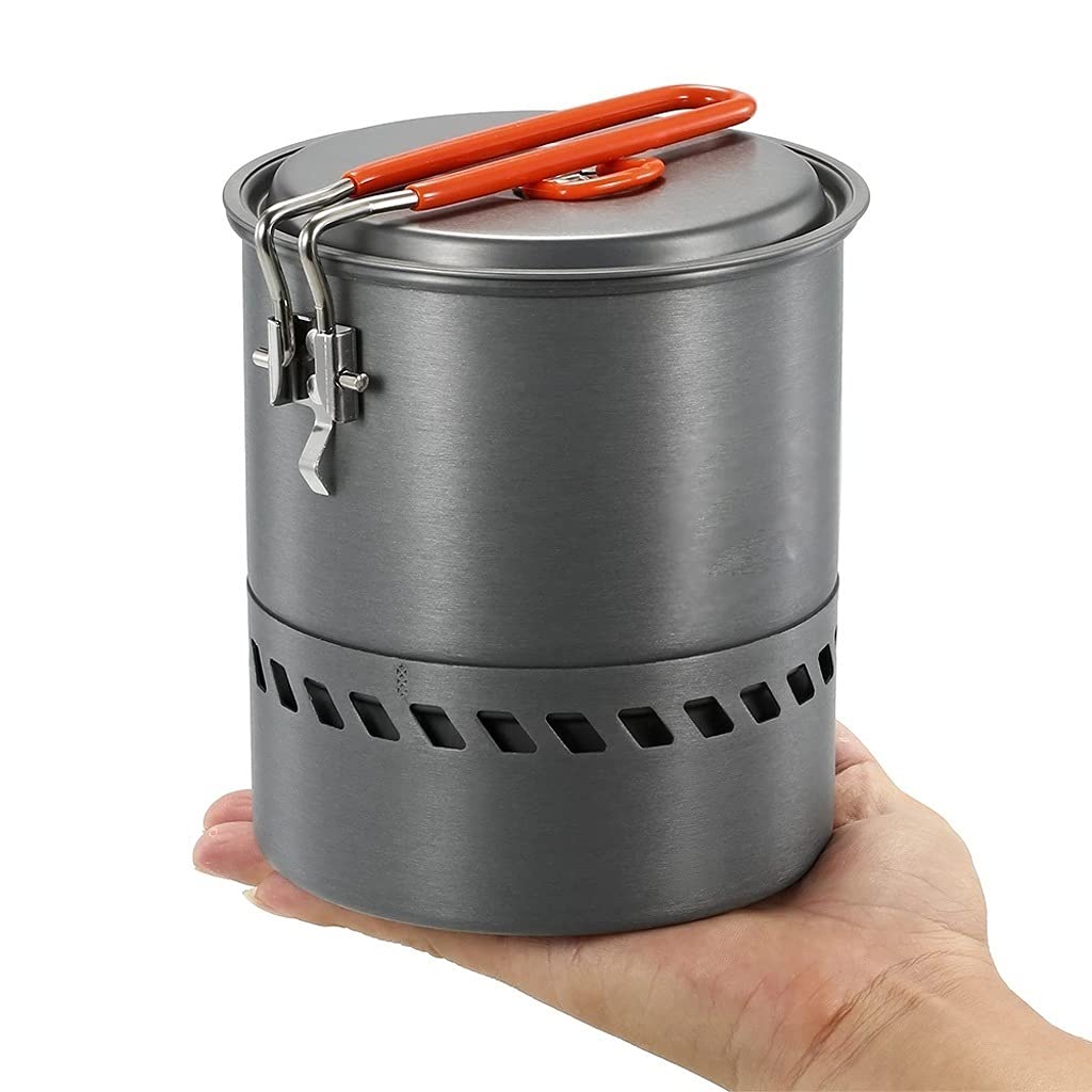 YFDM 1.5L Outdoor Cook Pot Cooking Equipment Tools Portable Hiking Camping Picnic Backpacking Mountaineering Pot Cookware