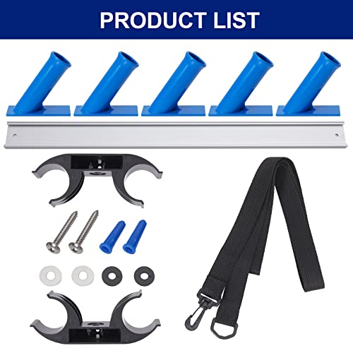 ZOMOFEW Pool Cleaning Accessory Holder, Blue, 5-in-1 Design, Holds Brushes, Nets, Vacuum Cleaners, Poles, Weatherproof