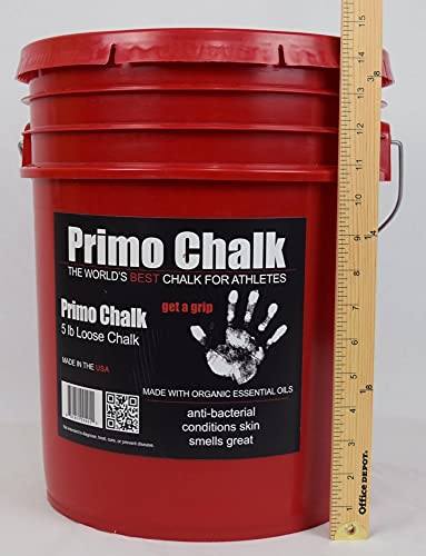 Primo Chalk - 5LBS Bucket - Fewer applications needed for improved focus on Weightlifting, Gymnastics, Rock Climbing, Gym