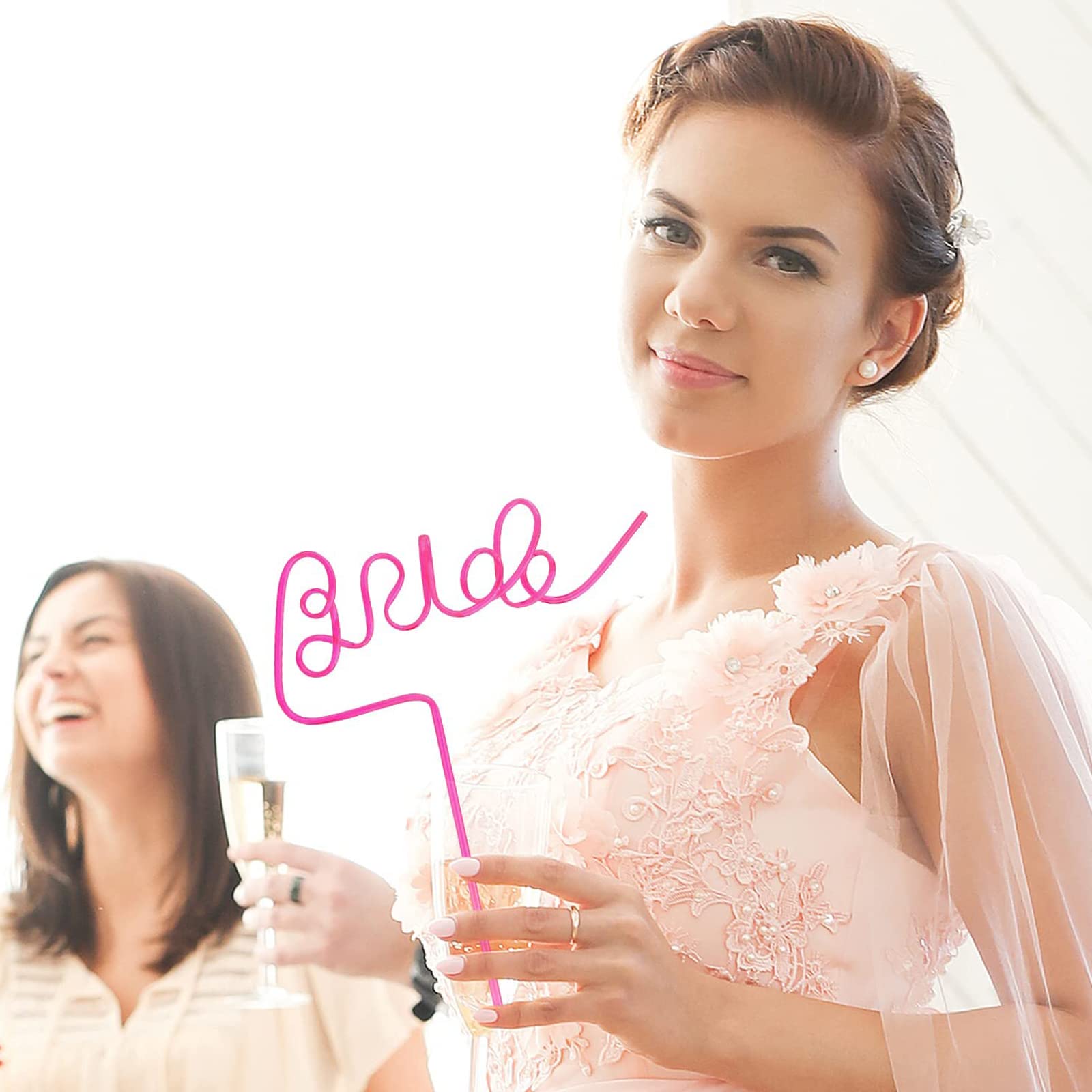 Syiomlis 8 Pcs Reusable Bride and Diamond Shape Straws ,Bachelorette Straws Bridal Shower Favors Supplies Party Decorations,Wedding gift Idea
