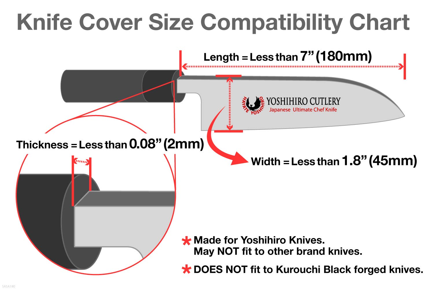 Yoshihiro Natural Magnolia Wood Saya Cover Blade Protector for Santoku (180mm)7in