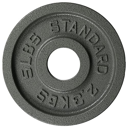 Multiple Olympic Weight Plates, Barbell Weights Bumper Plates 2 Inch Grip Single Pair & Set Rubber Cast Iron Weight Plates for Weightlifting Home Gym (Cast Iron D 2pc 5LB)