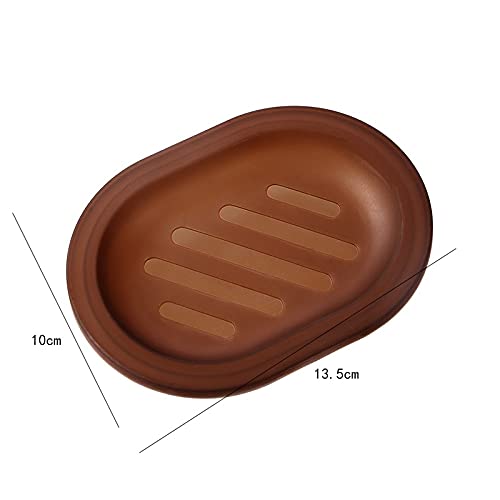 PLMM soap Box， Oval Transparent Double-Layer Plastic Soap Box Household Bathroom Drain Soap Tray Soap Holder (Color : Brown)