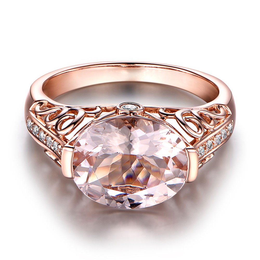 Rings Gift, Clearance Gemstone Ring Rose Gold Rings for Women Luxury Copper Gemstone Ring Jewelry Wedding (Size:8, Rose Gold)