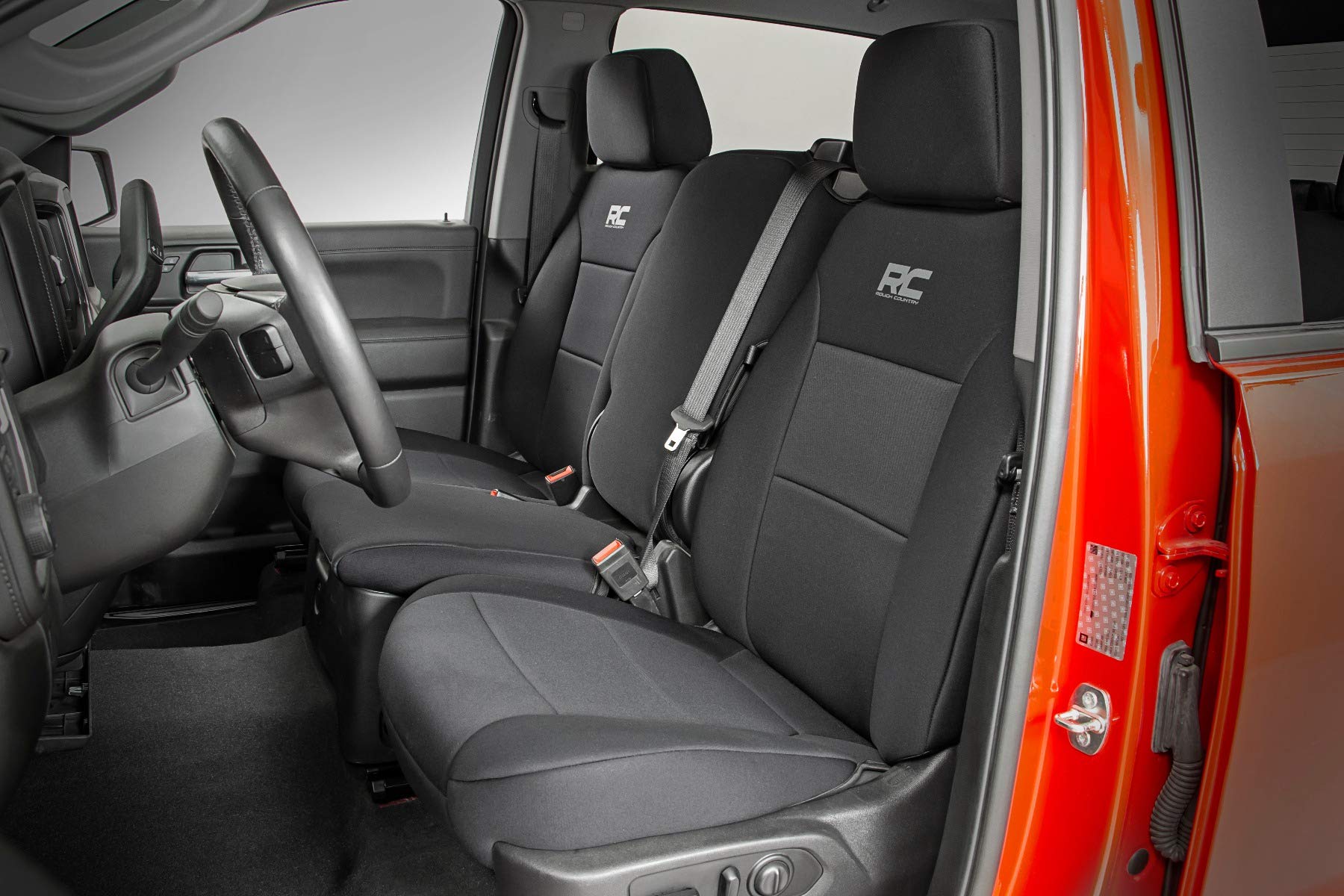 Rough Country Neoprene Seat Covers for Chevy/GMC 1500 (2019-2024) - UV & Water Resistant Silverado Seat Covers, Foam Padded Seat Covers for Trucks Full Set - Front & Rear Seat Covers