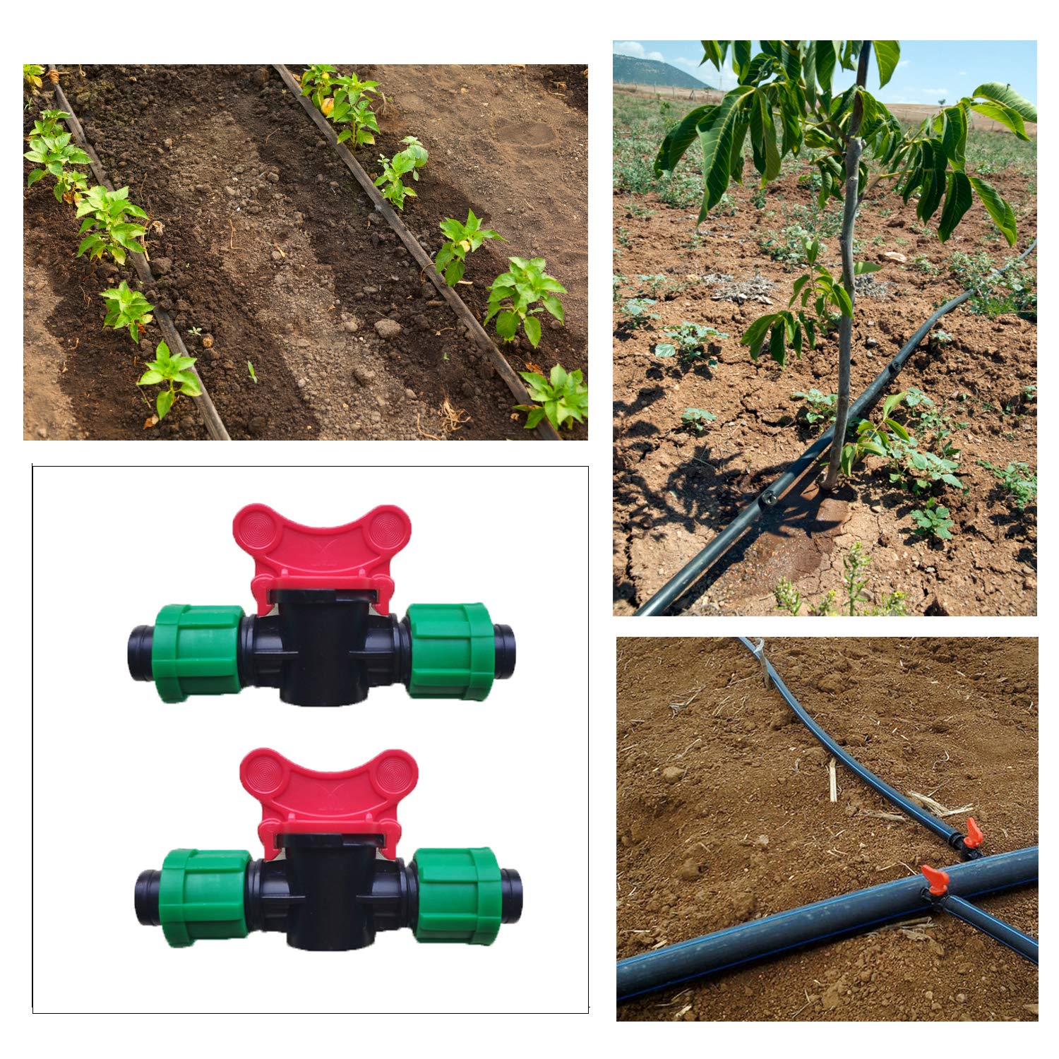 QUECAOCF 8 Pieces 1/2" Universal Shut Off Valve Drip Irrigation Tubing, Compatible with 16-17mm Drip Tape Tubing Sprinkler System