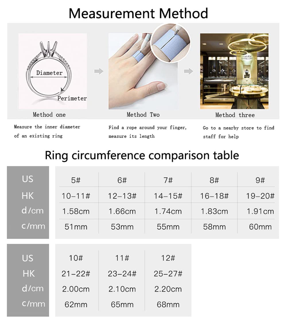 Women's S925 Silver Ring 5ct High Carbon Diamond Square Luxury Ring Engagement Wedding Ring (5#-9#) (yellow6)